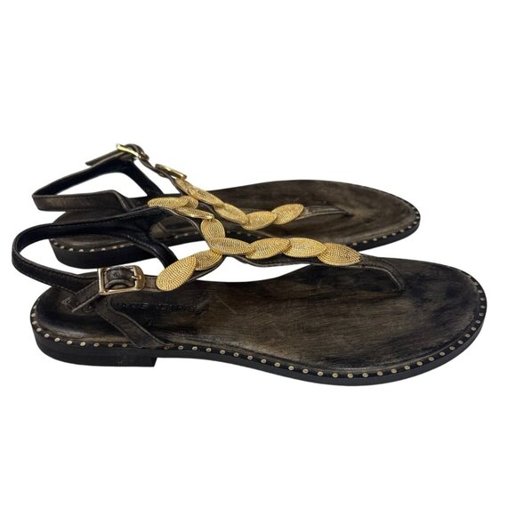 Makis Kotris | Shoes | Makis Kotris Womens Black Gold Studded Leather ...